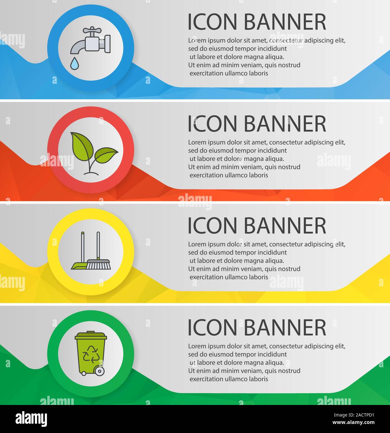 Environment protection banner templates set. Plant, water resources ...