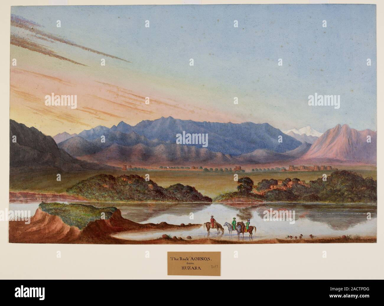 A watercolour of Rock Aornos from Huzara, Abbott, Sir James (1807-1896 ...