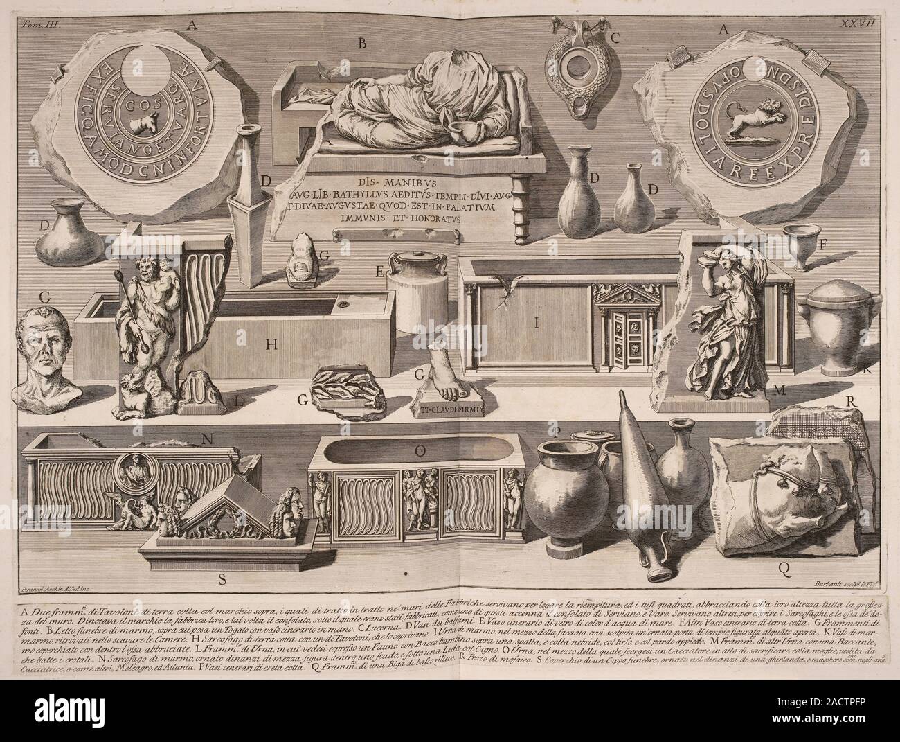 Illustration of objects for book on Ancient Rome, Le Antichita romane ...