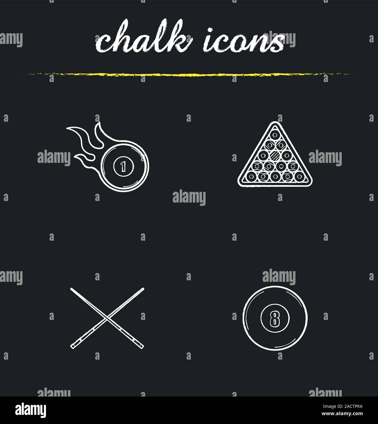 Billiard chalk icons set. Pool equipment. Cuesports accessories. Eight ...