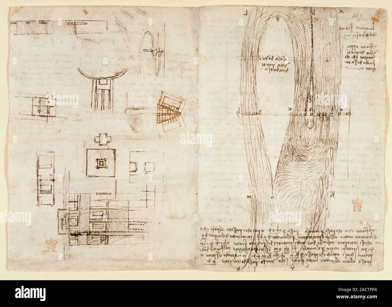 Drawings by Leonardo Da Vinci on on the mechanical powers and forces ...