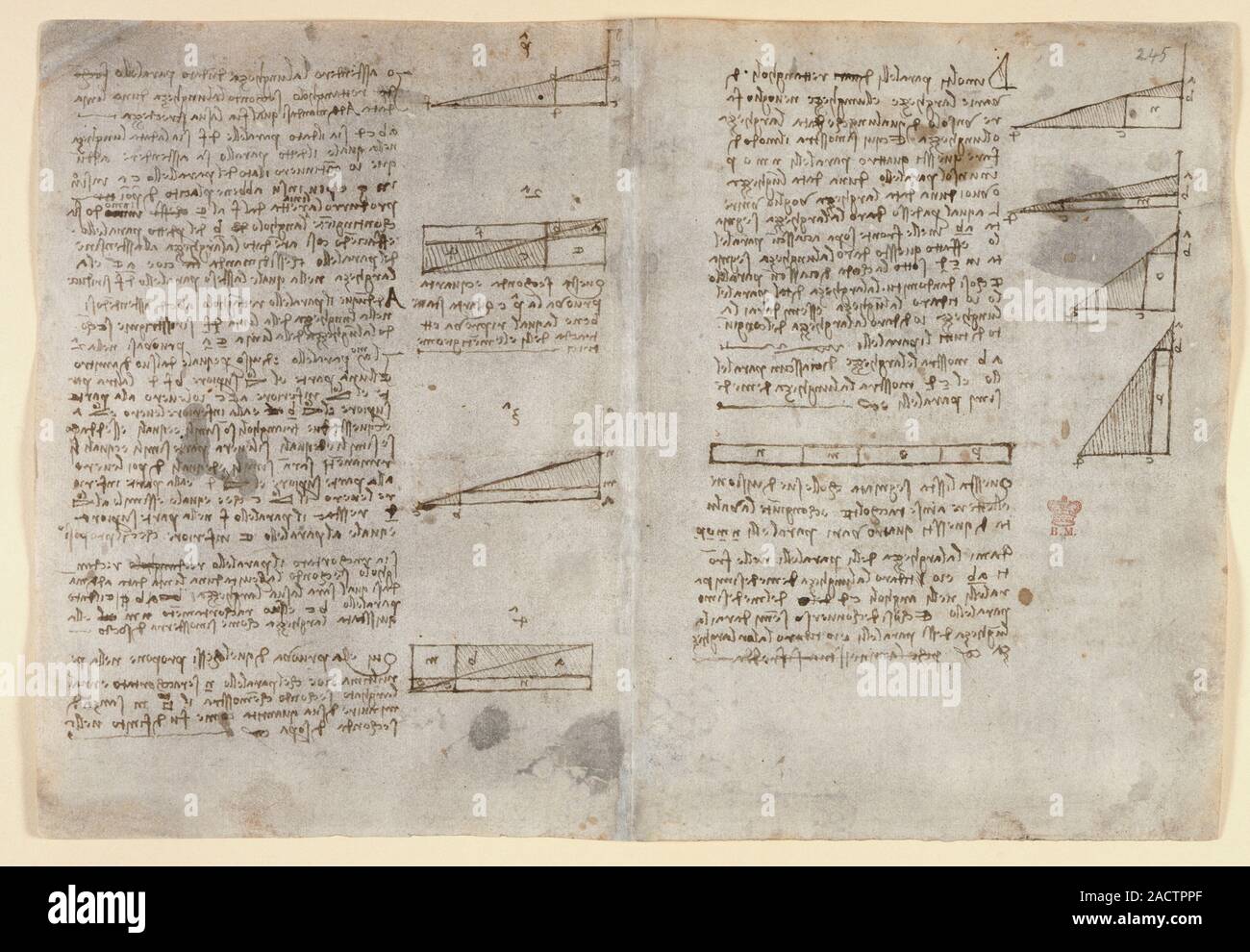 Drawings by Leonardo Da Vinci on on the mechanical powers and forces ...