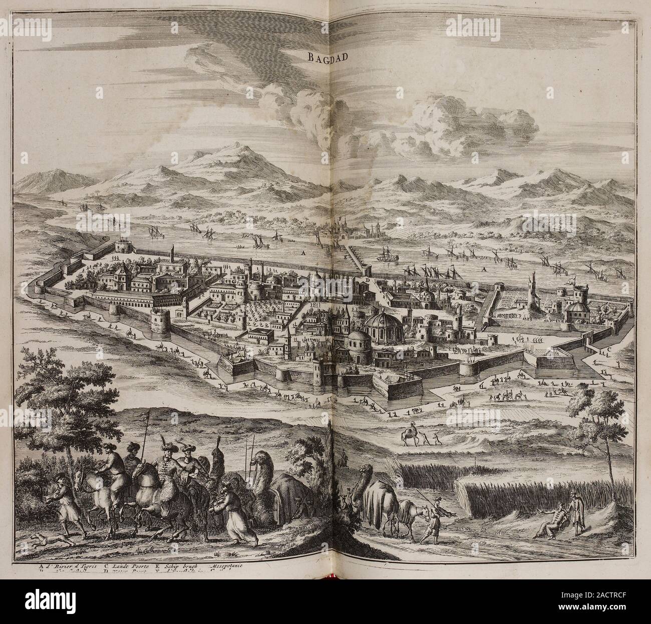 A view of Baghdad in the 17th century. Illustrated by Olfert Dapper Stock Photo - Alamy
