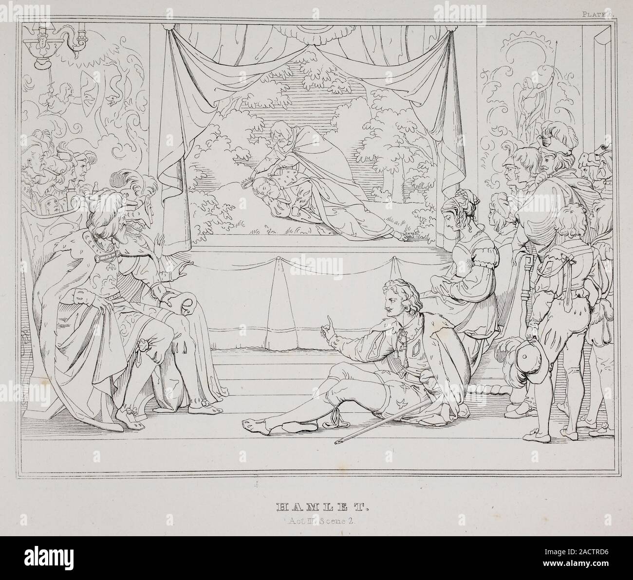 Scene from the Play Hamlet by William Shakespeare. A tragedy. Drawing ...