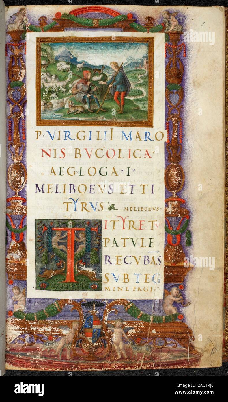 VIRGIL's Bucolica. A book of poems with illustrations of a shepherd and ...