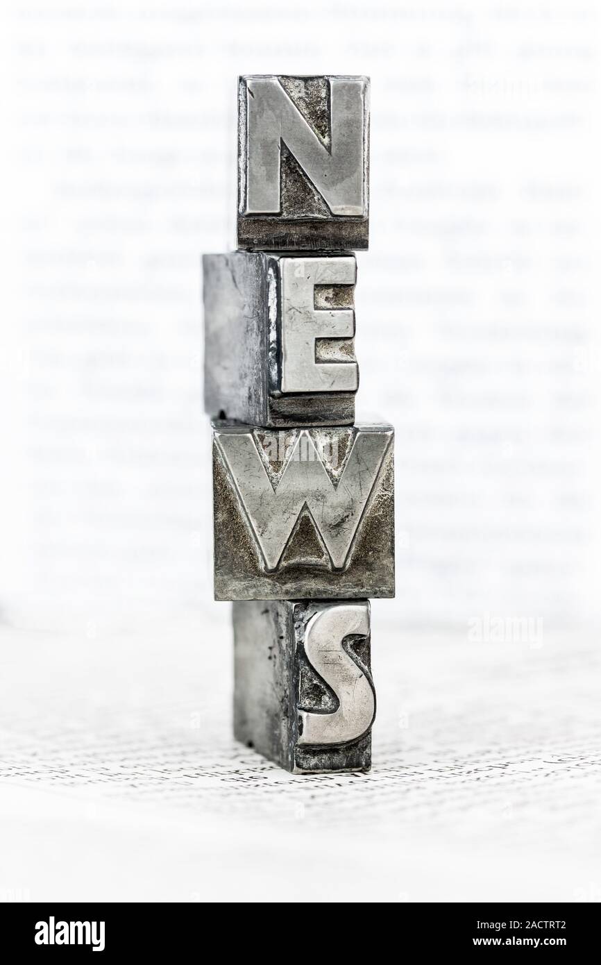 News written with lead letters Stock Photo - Alamy