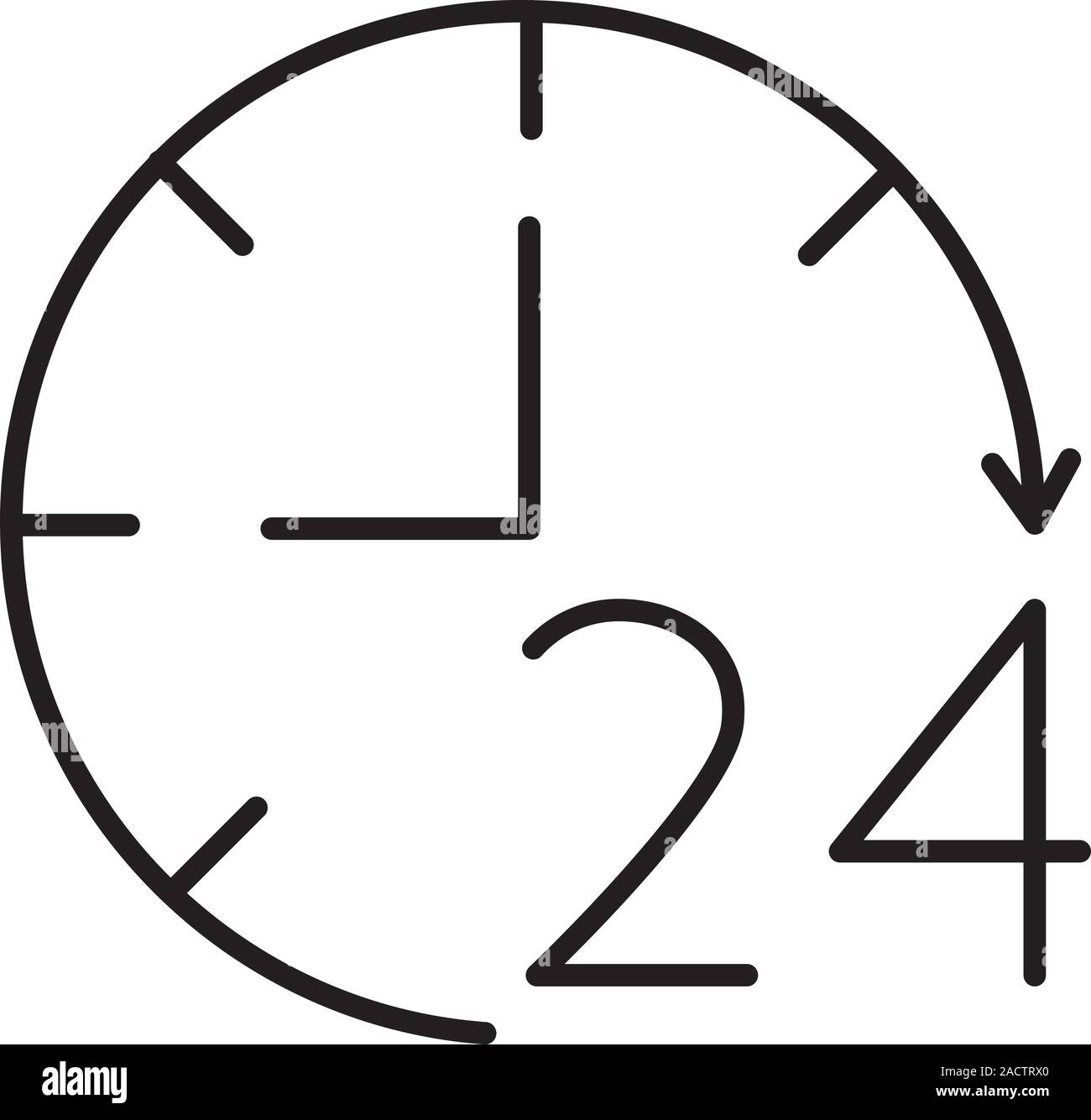 Open around the clock linear icon. Thin line illustration. Open 24 ...
