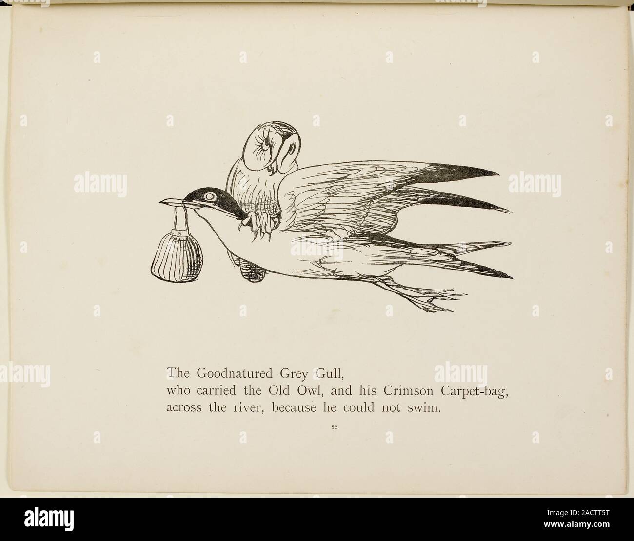 Grey gull, carrying owl and carpet bag From a collection of poems and ...
