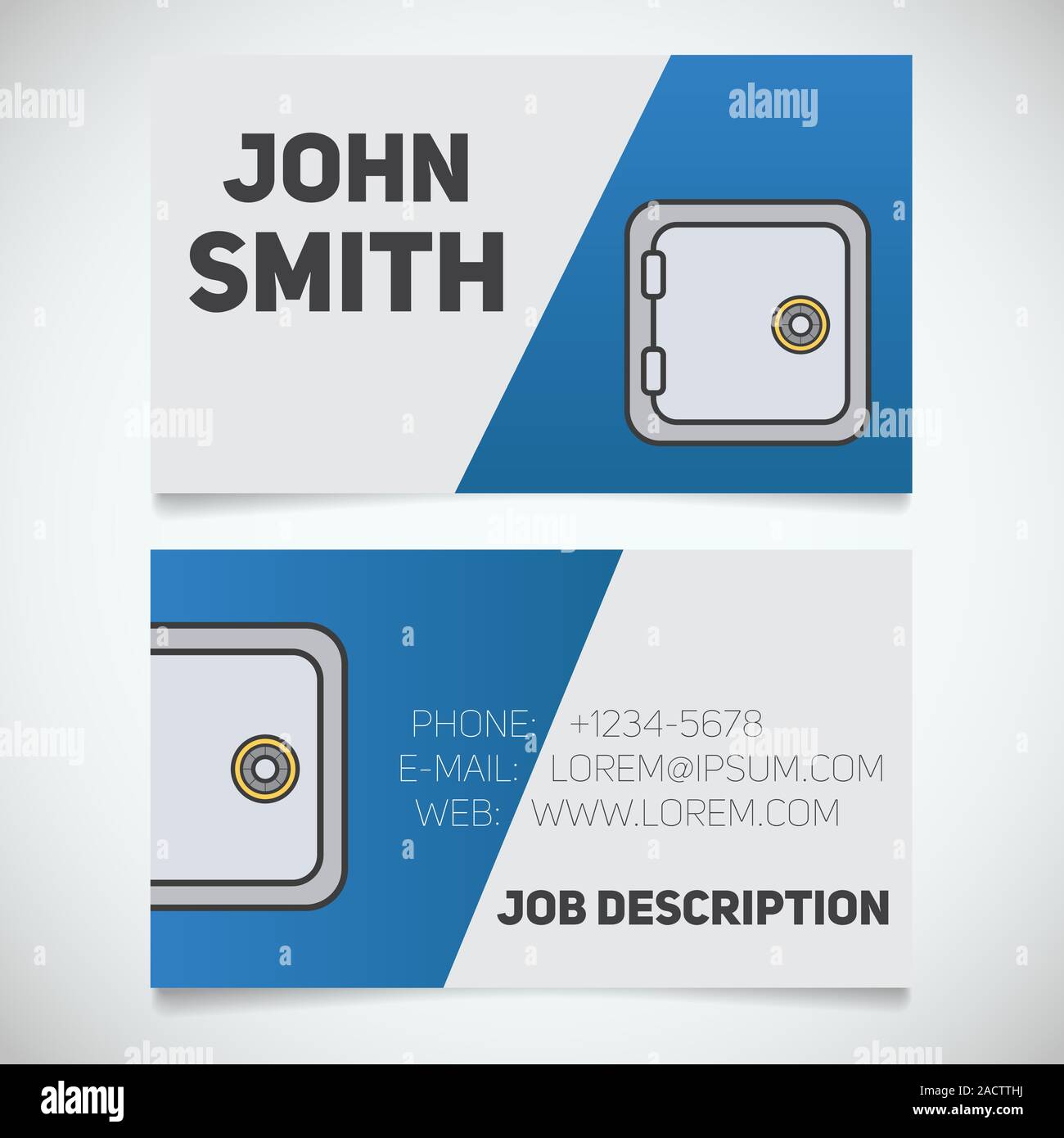 Business card print template with bank vault logo. Security deposit box ...