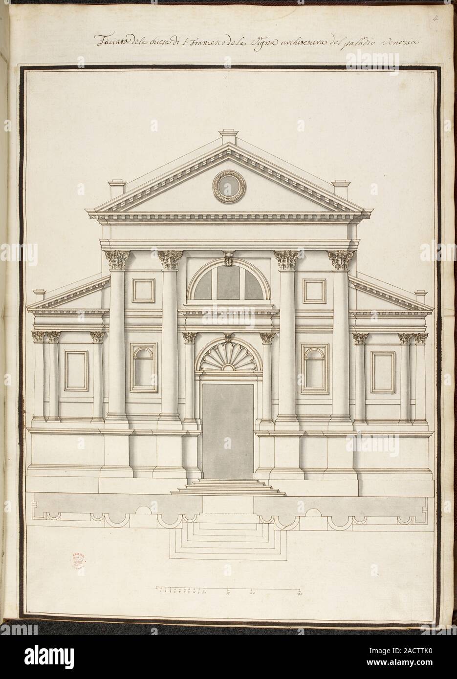 Drawing of elevation of Italian building in a city Palazzo in the 18th ...