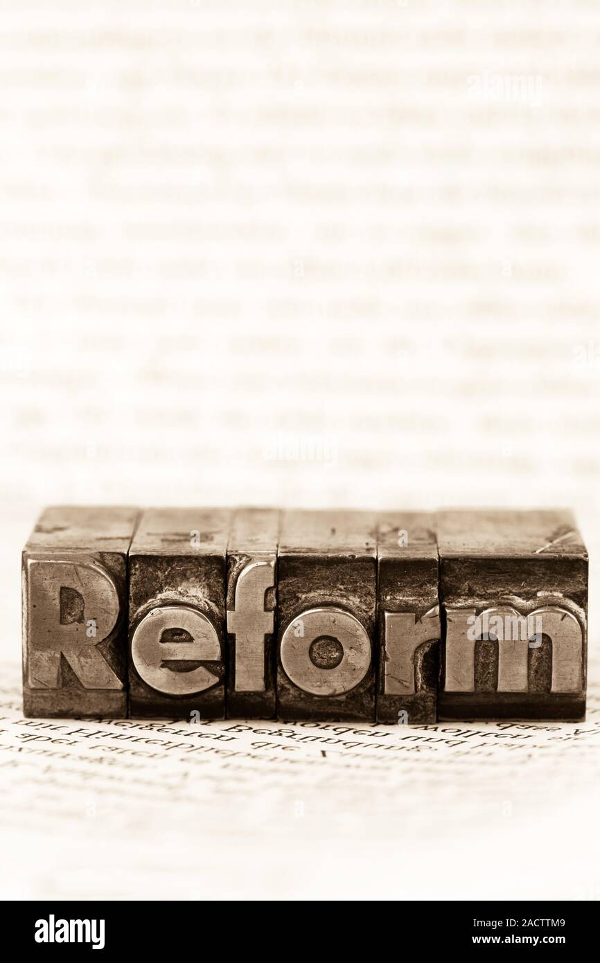 Reform written in lead letters Stock Photo - Alamy