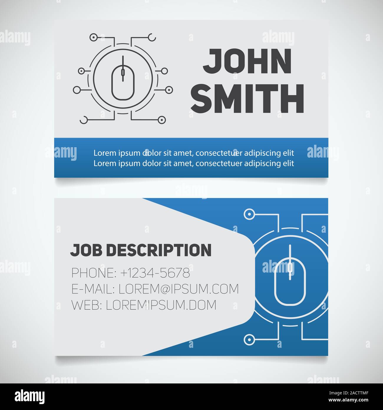 Business card print template with computer mouse logo. System admin ...
