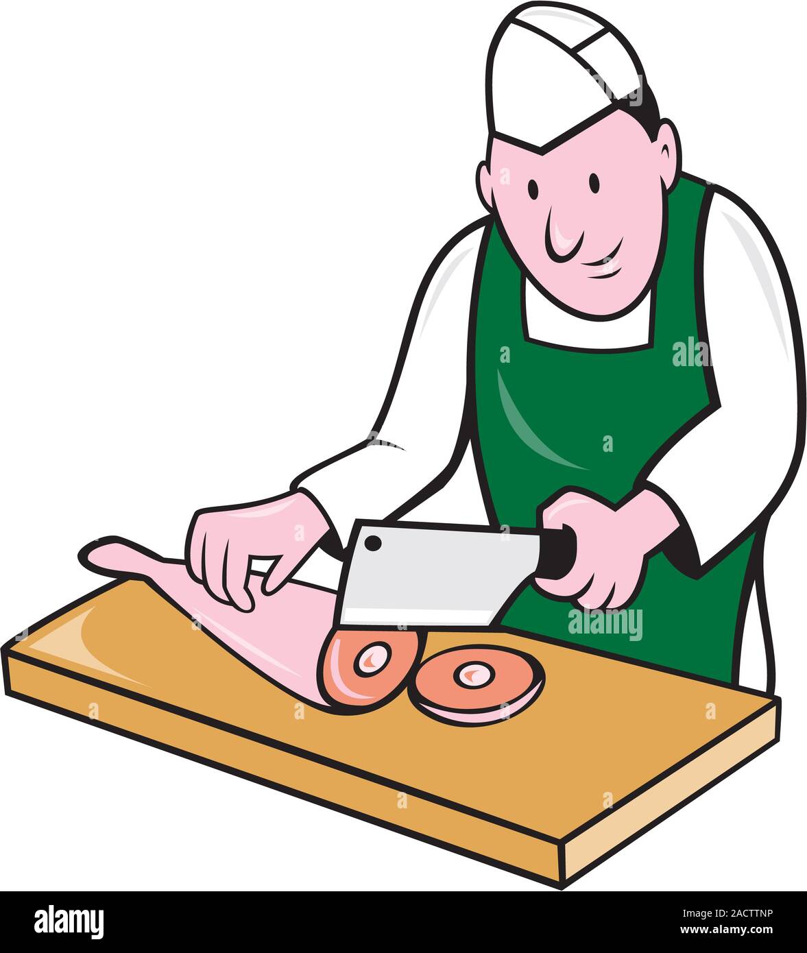 Butcher Chopping Meat Cartoon Stock Photo - Alamy