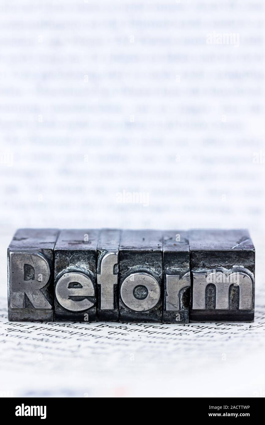 Reform written in lead letters Stock Photo - Alamy