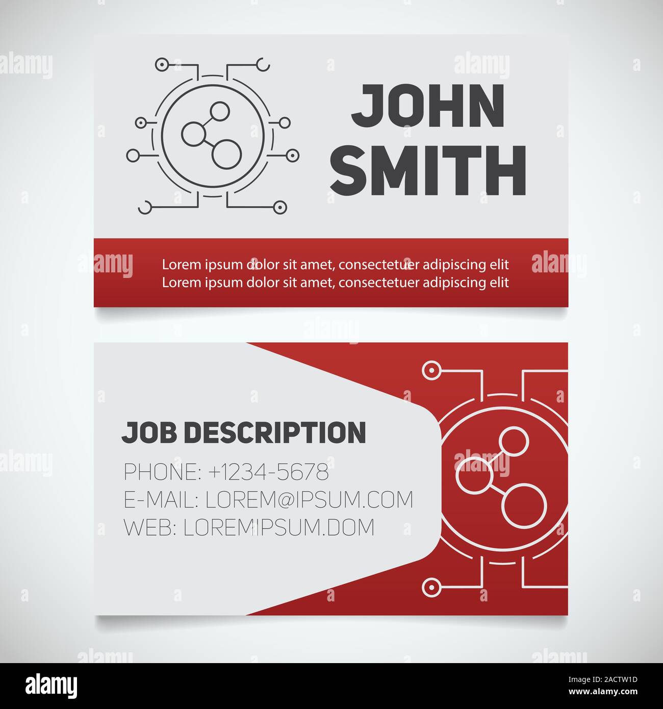 Business card print template with connection logo. Easy edit. Lan admin ...