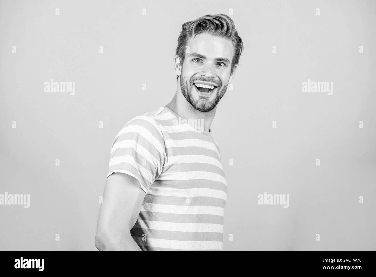 Happiness and joy. Cheerful smile. Humor laugh. Smiling guy fashion ...