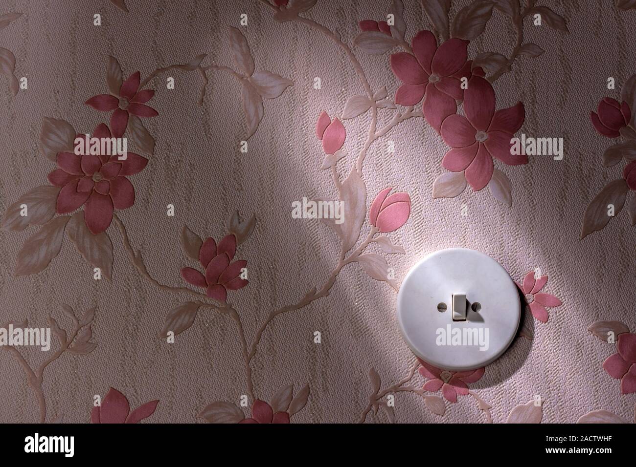 Old wallpaper with light switch Stock Photo - Alamy