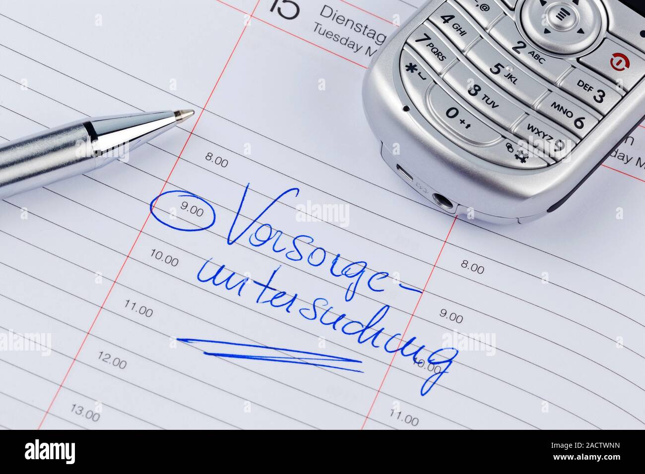 Entry in calendar: Health surveillance protocol Stock Photo - Alamy