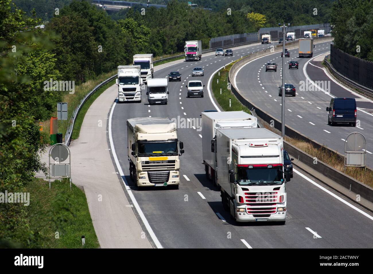 Trucks on the motorway Stock Photo - Alamy
