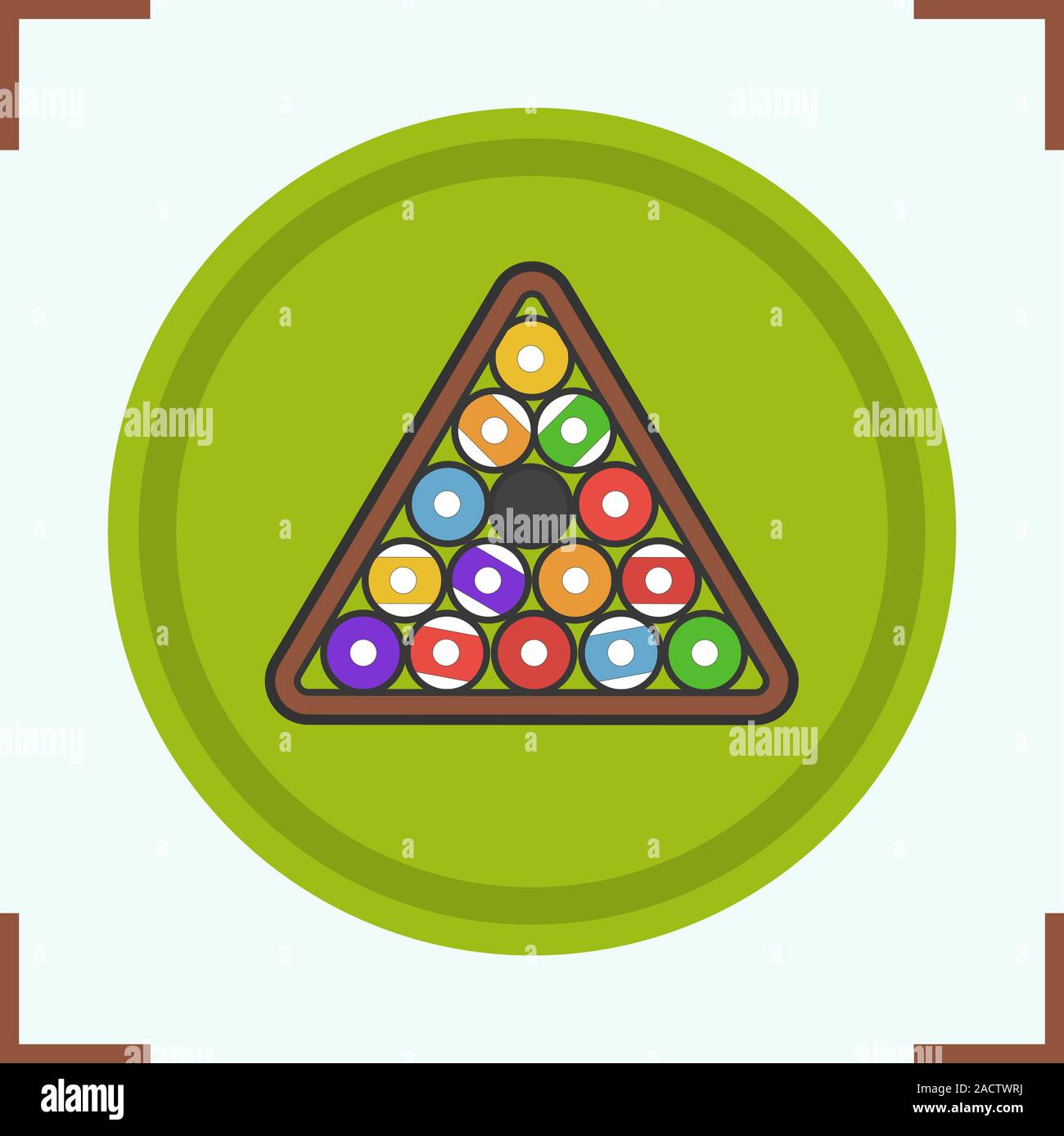 Billiard balls rack color icon. Pool game equipment. Isolated vector ...