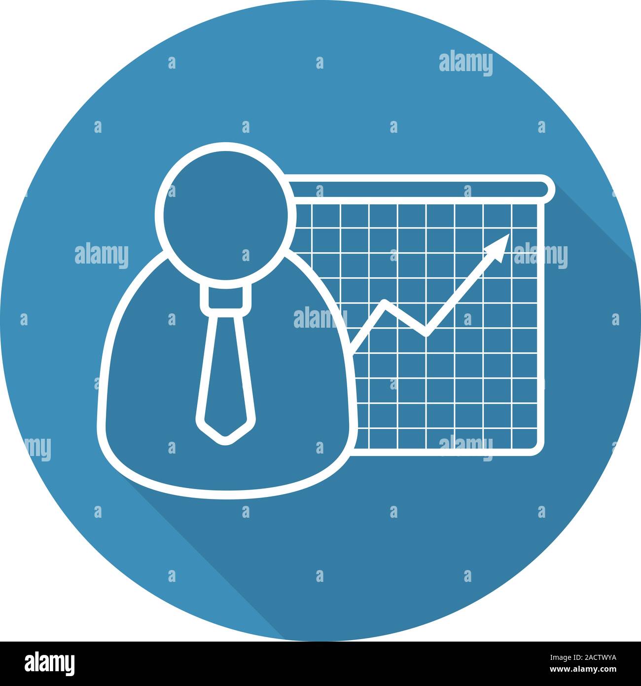 Business presentation with graph. Flat linear long shadow icon. Office ...