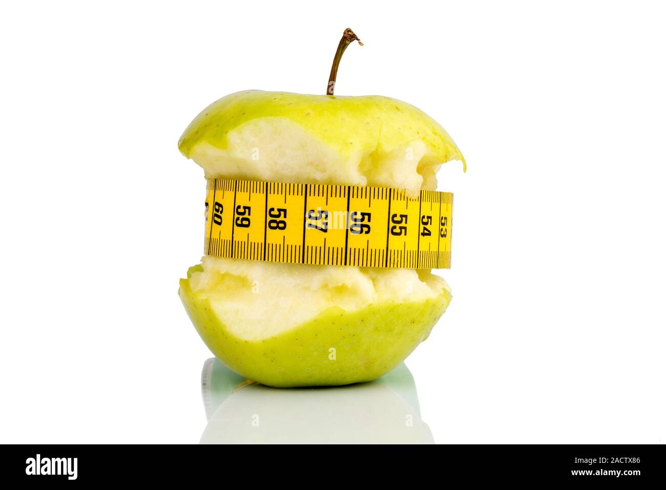 Apple on with tape measure Stock Photo - Alamy