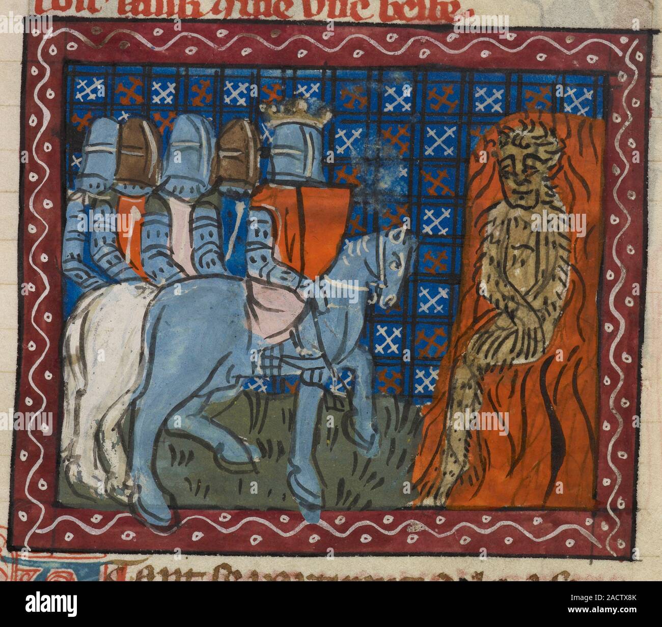 Manuscript illustration of King Alexander burning a wild man, King ...