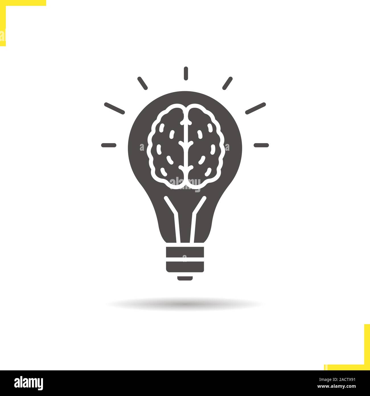 Good idea icon. Drop shadow eureka silhouette symbol. Human brain ...