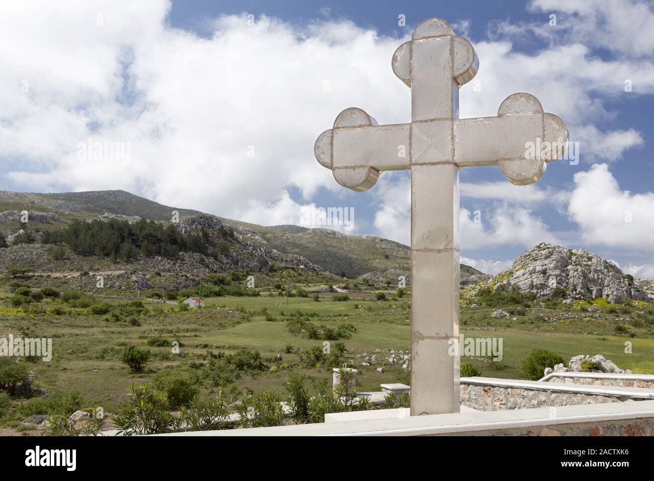 Giant cross on Karpathos, Greece Stock Photo - Alamy