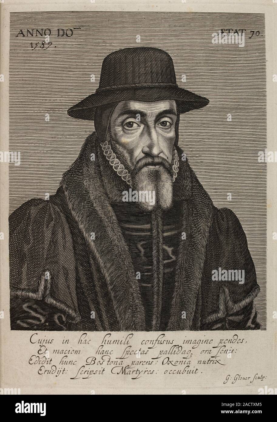 Portrait of John Foxe (showing his date of death) from his Book of ...