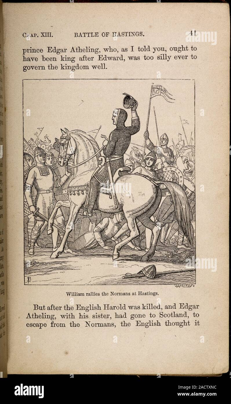 William rallies the Normans at Hastings'. Illustration for a children's ...
