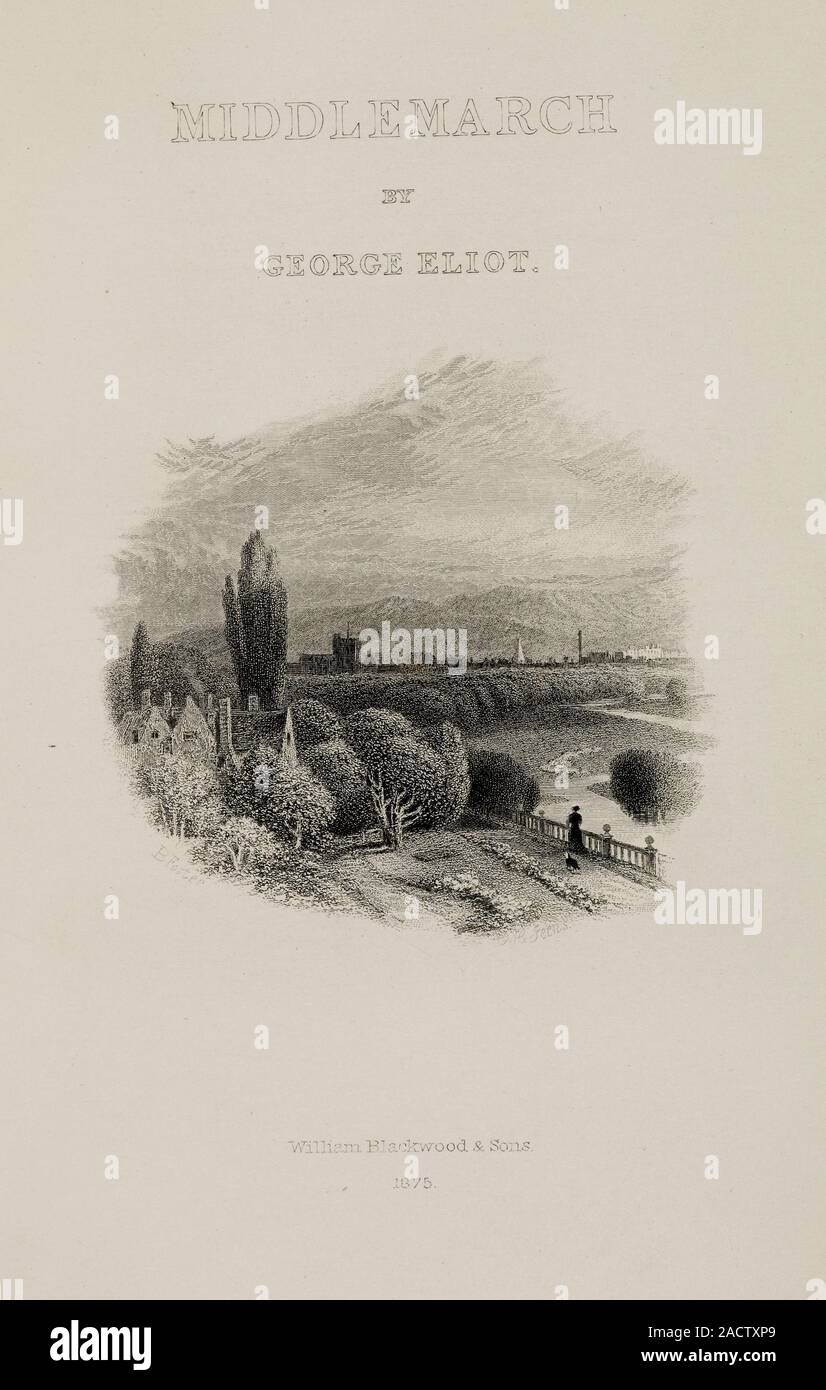 Illustrated title page of Middlemarch the novel by George Eliot, Author ...