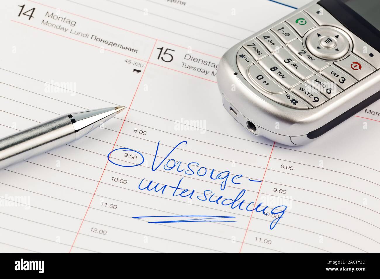 Entry in calendar: Health surveillance protocol Stock Photo - Alamy