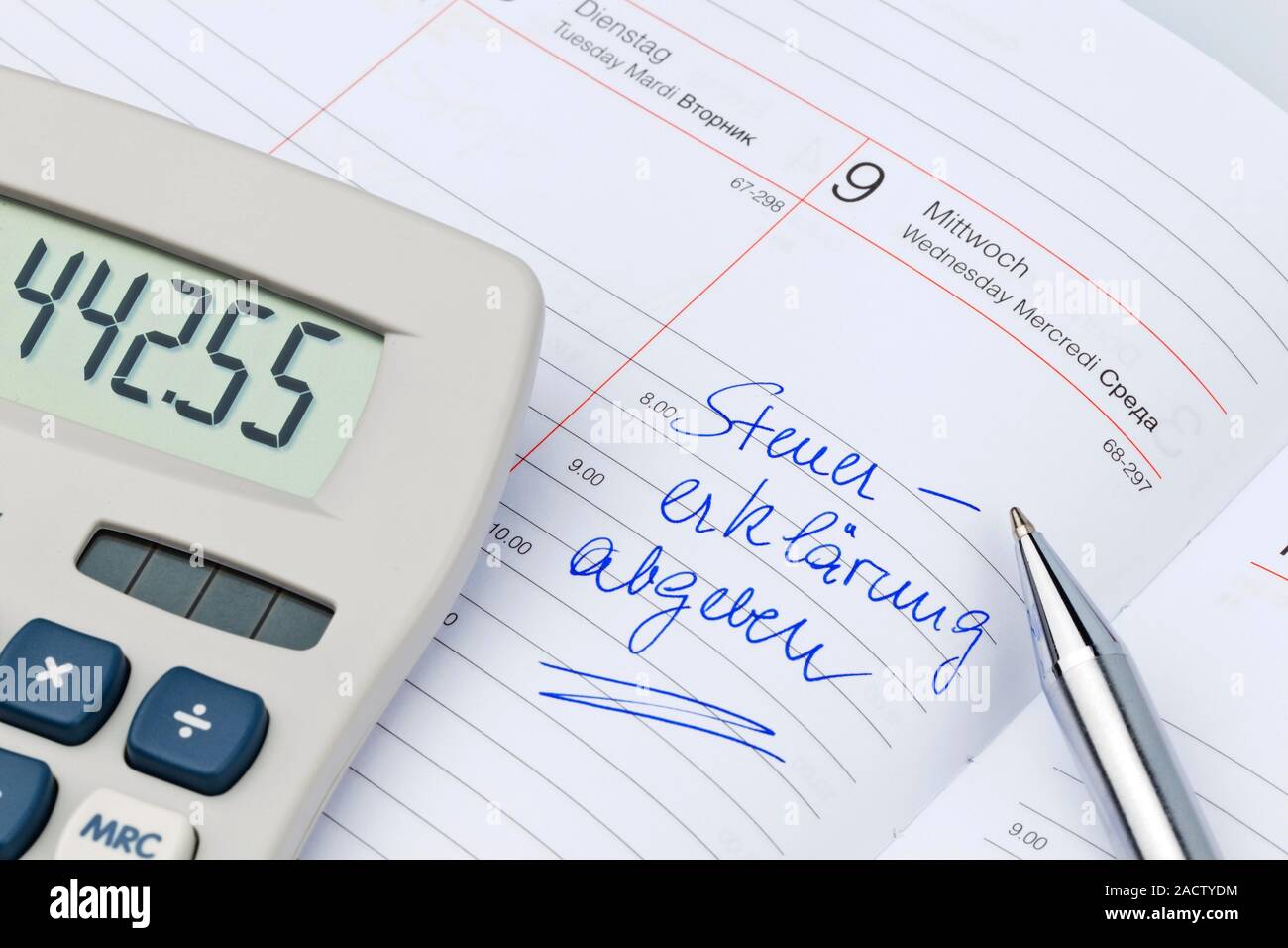 Entry in calendar: Submit tax return Stock Photo - Alamy