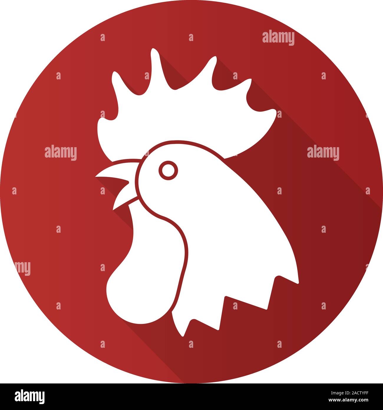 Rooster flat design long shadow icon. Vector silhouette symbol Stock ...