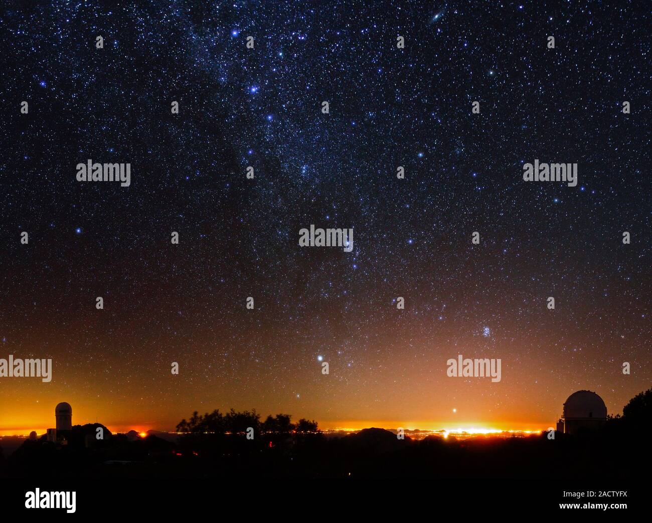 Milky Way over Kitt Peak Observatory. View of the Milky Way galaxy in ...