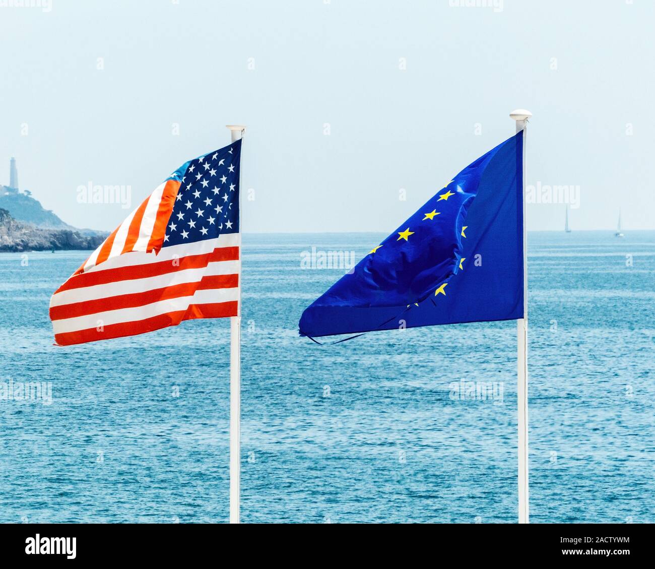 Flags of the EU and the USA Stock Photo - Alamy