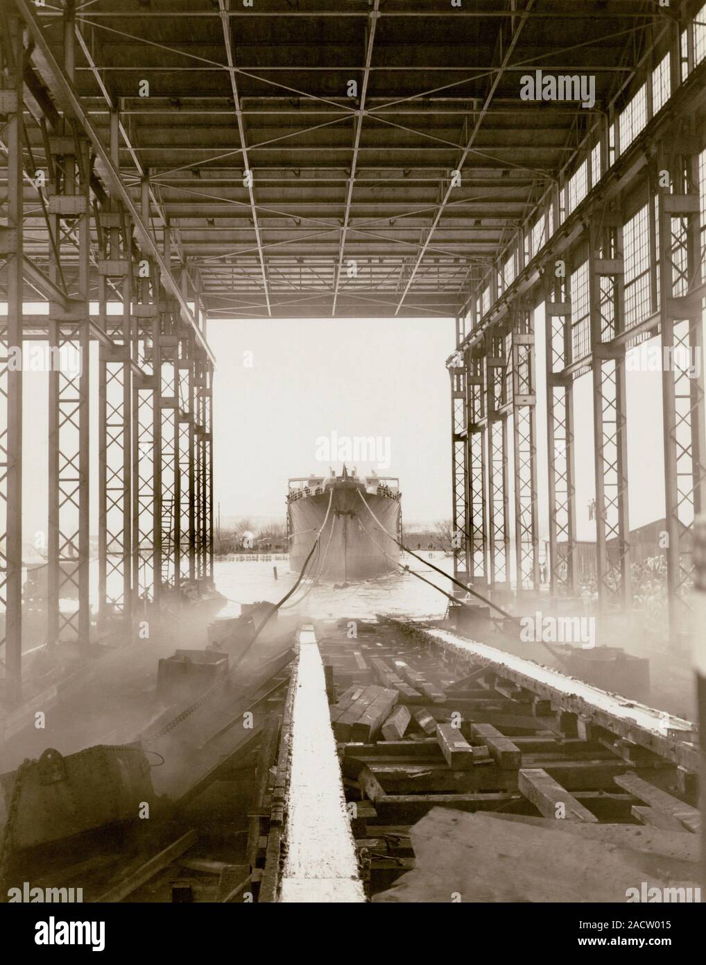 Cavalier cargo ship launch. Launch in 1938 of the cargo ship Cavalier ...