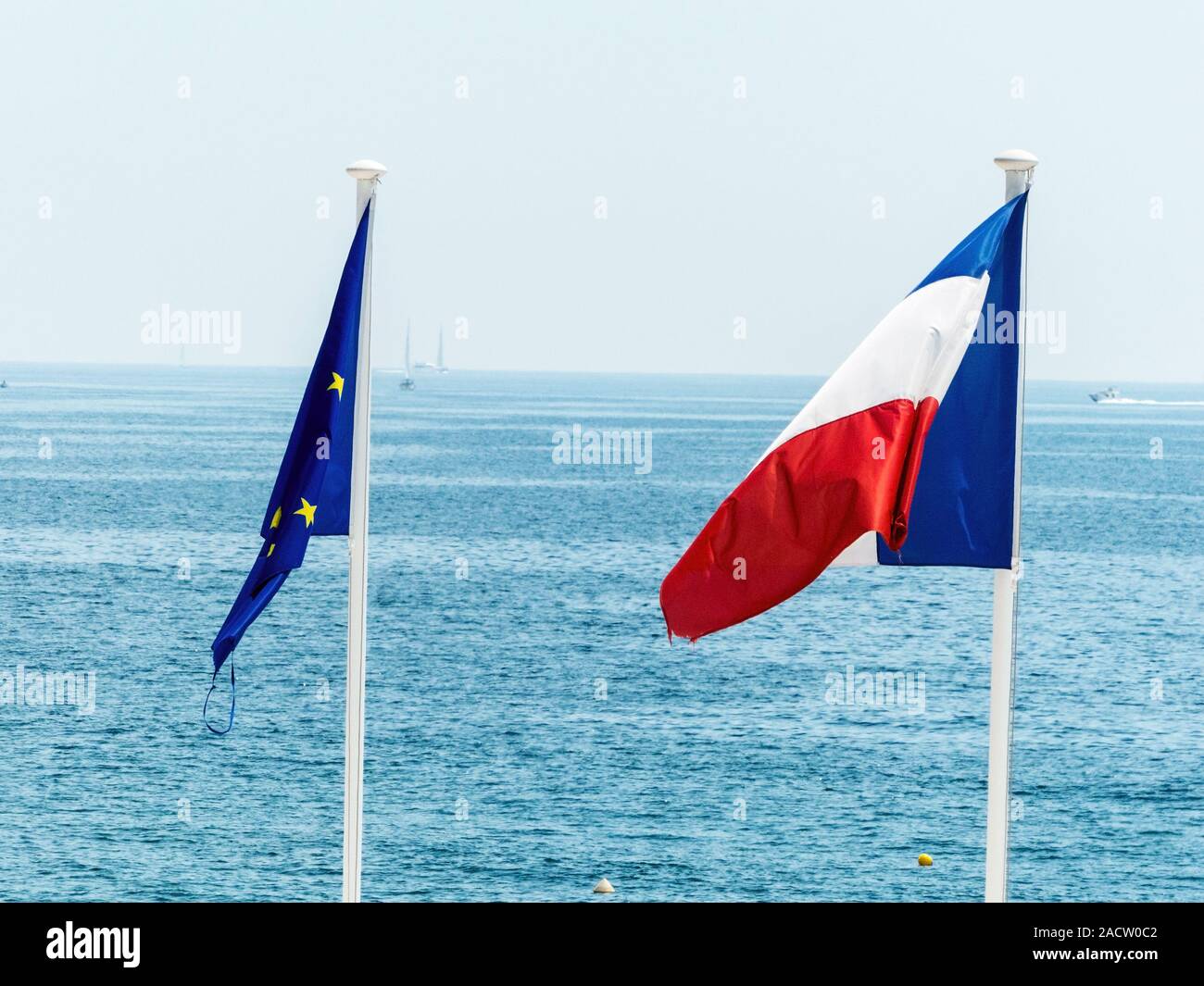 Flags of the EU and France Stock Photo - Alamy