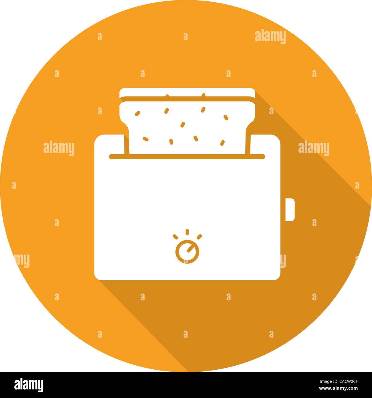 Toaster flat design long shadow icon. Toasted bread. Vector silhouette ...