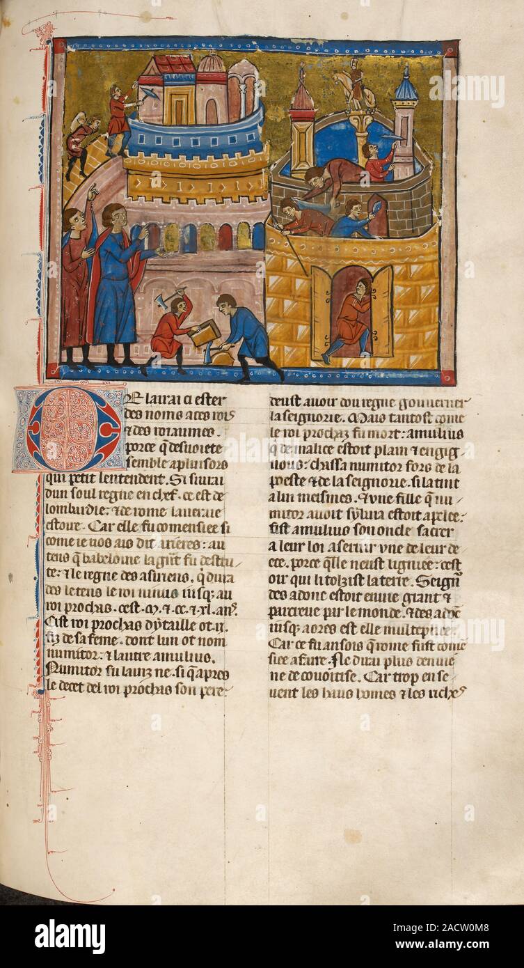 Builders working on the construction of Rome supervised by Romulus and ...