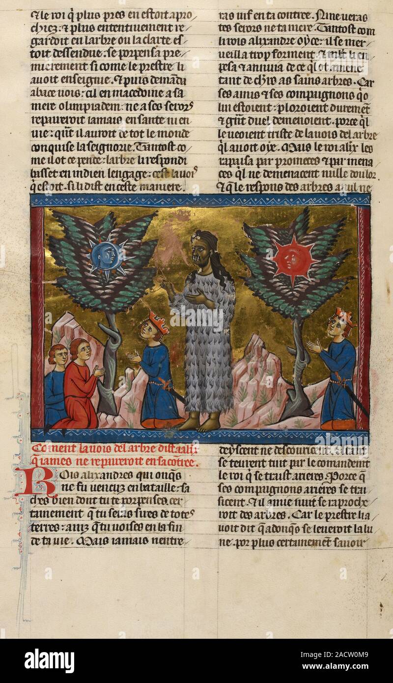 Alexander the Great standing before the oracles of the two trees sacred ...