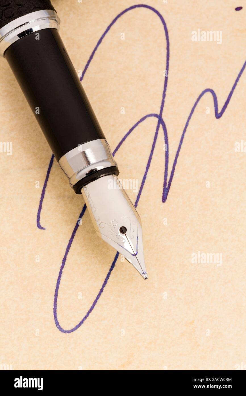 Signature and fountain pen Stock Photo - Alamy