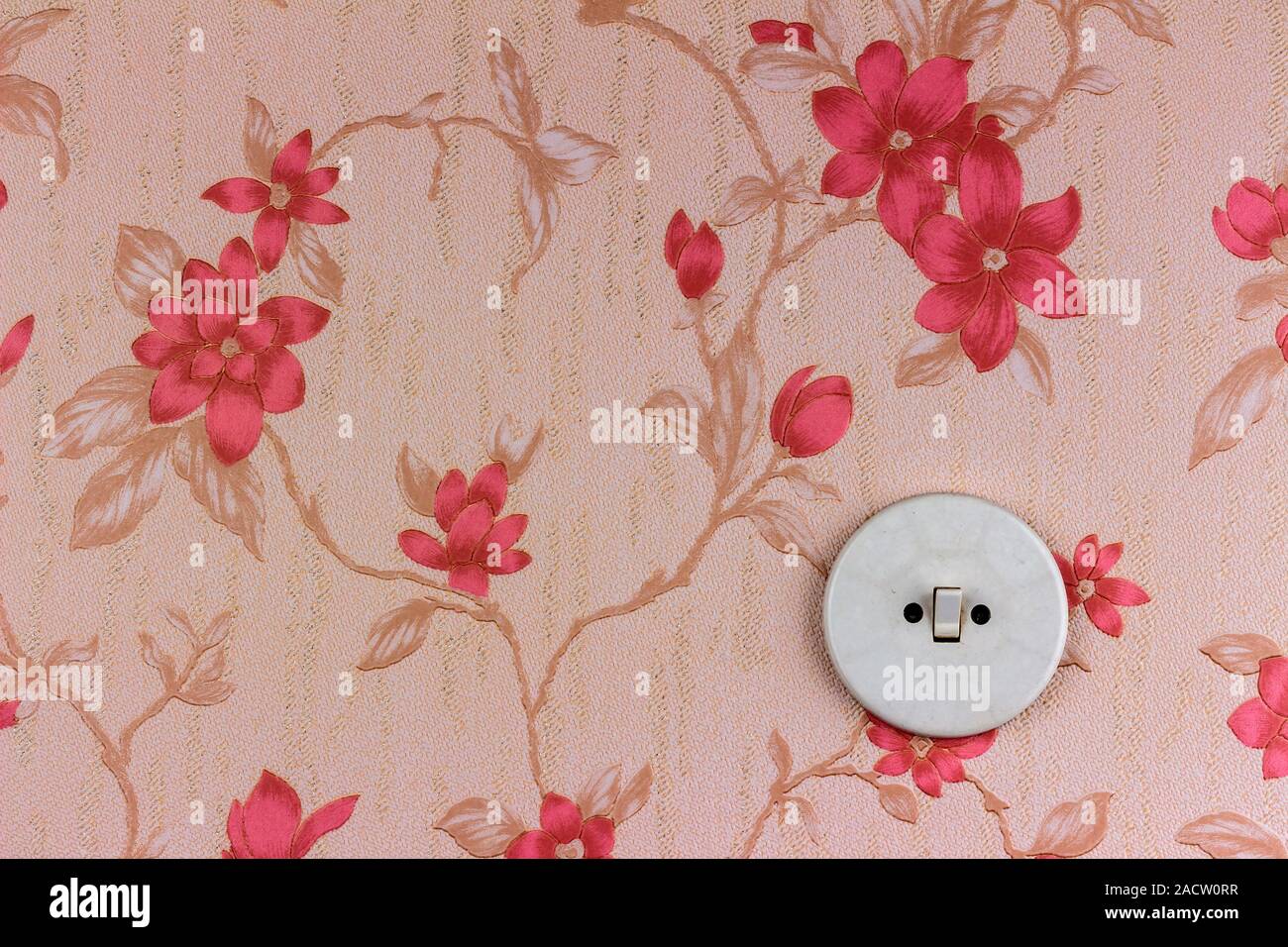 Old wallpaper with light switch Stock Photo - Alamy