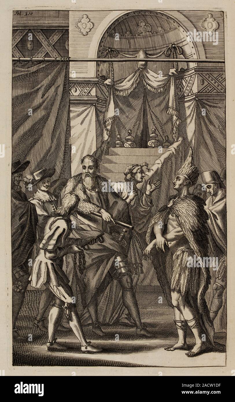 Gathering of Spanish and Native American men in conquest of Mexico ...