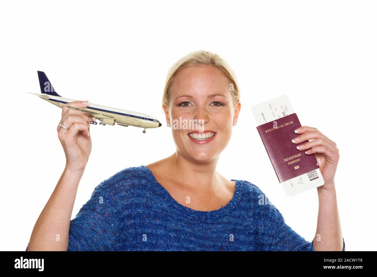 Woman model airplane hi-res stock photography and images - Alamy