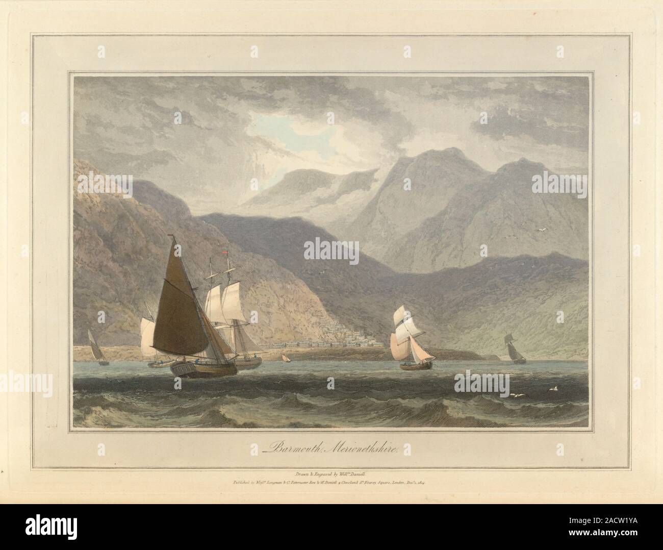 Barmouth. The mountains of Wales in Merionethshire. The coastline and ...