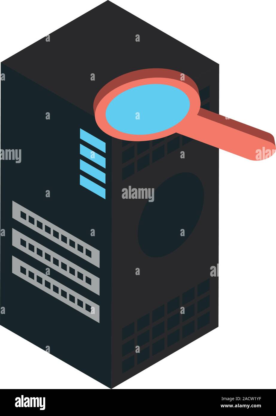 data server tower with magnifying glass Stock Vector Image & Art - Alamy