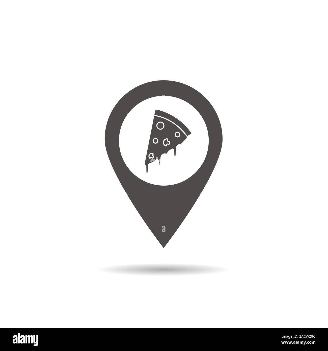 Pizzeria location icon. Drop shadow map pointer silhouette symbol ...