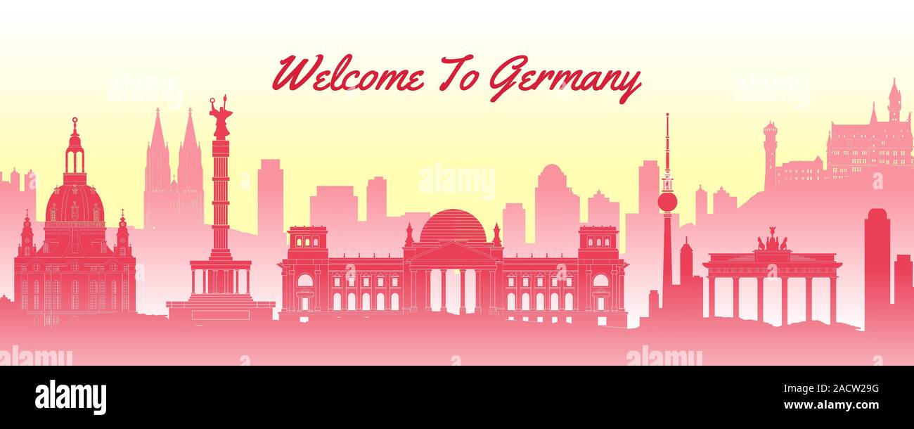 famous landmark of Germany,travel destination with silhouette classic ...